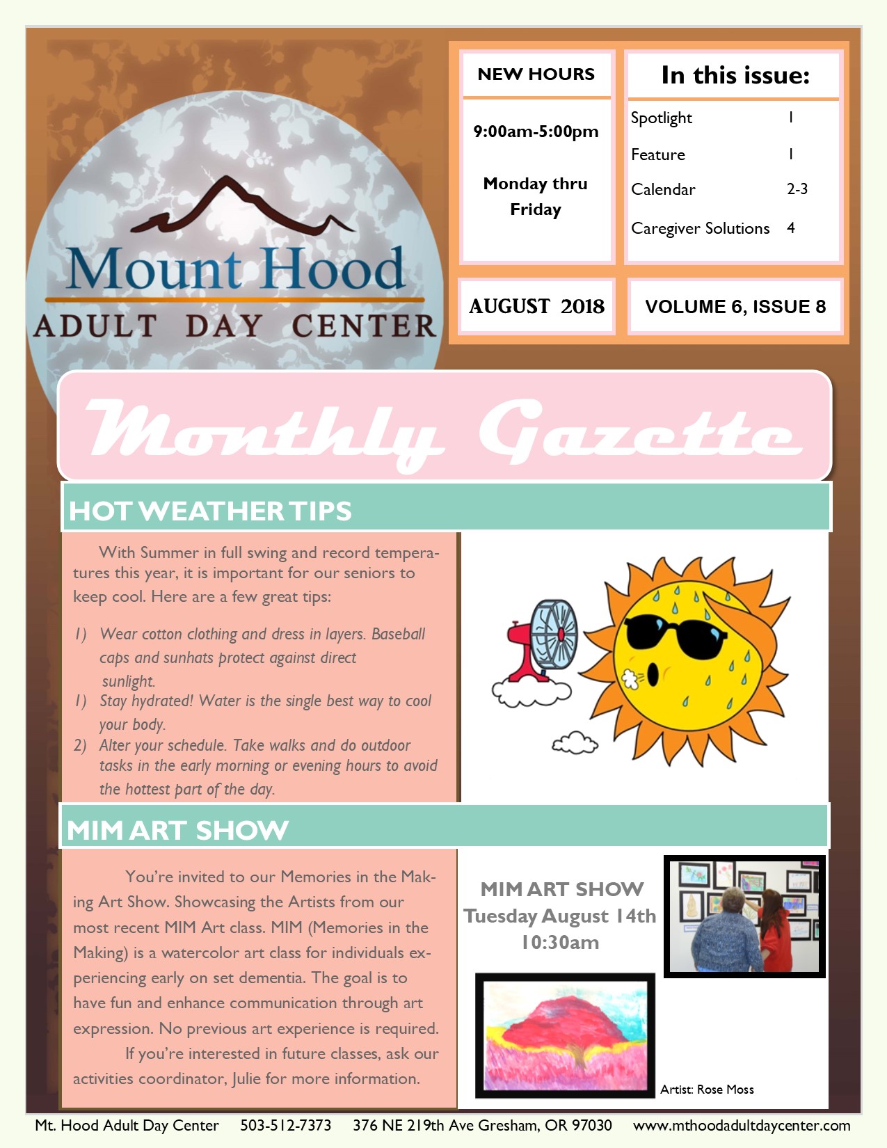 HOT AUGUST TEMPS! - Mt. Hood Adult Daycenter